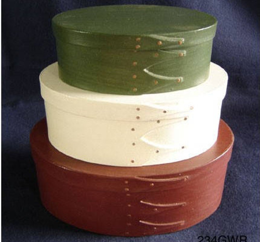 No. 2, 3 and 4 Cherry Painted Shaker Box Set of 3 Green, White and Red ...
