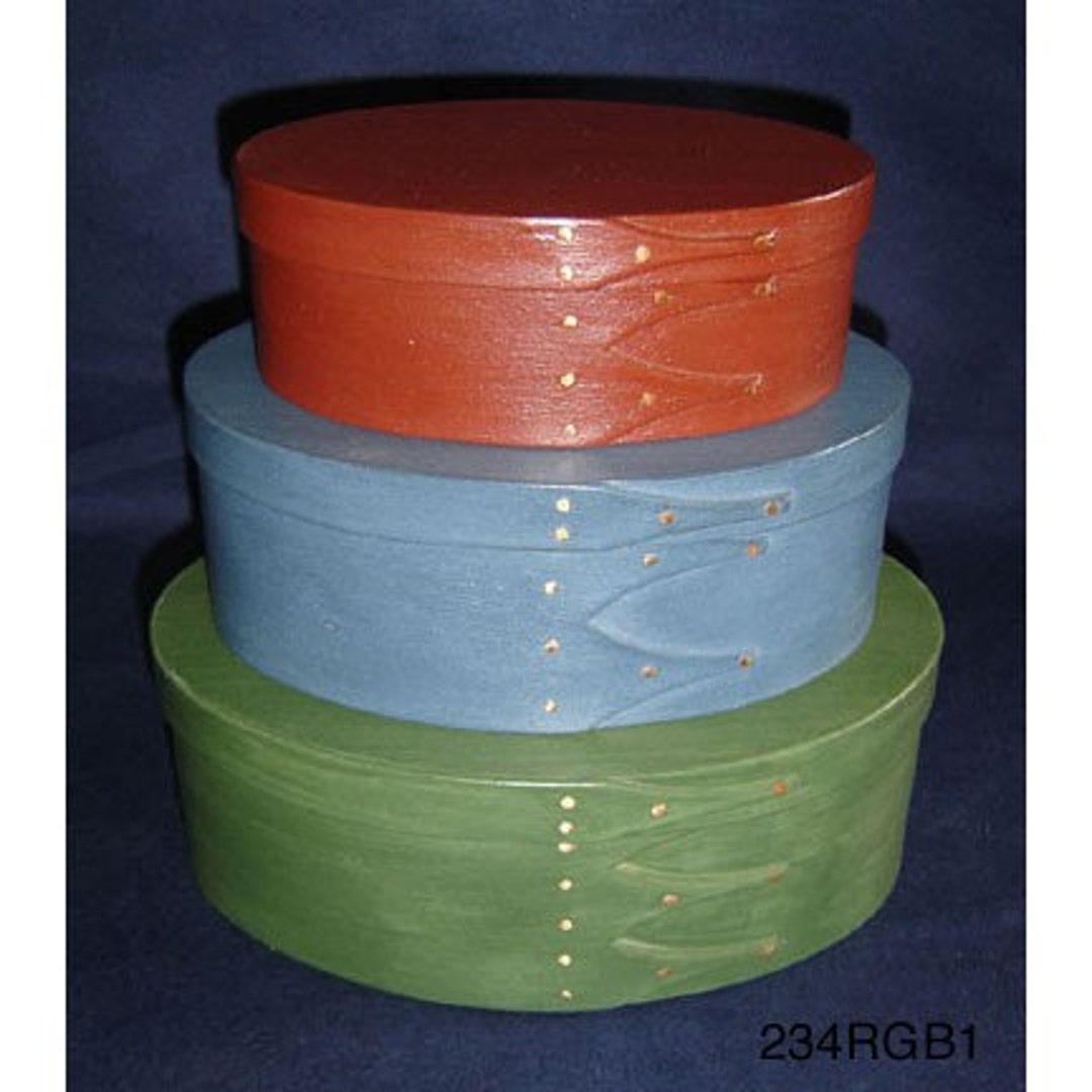 No. 2, 3 and 4 Cherry Painted Shaker Box Set of 3 - Red, Blue and Green ...