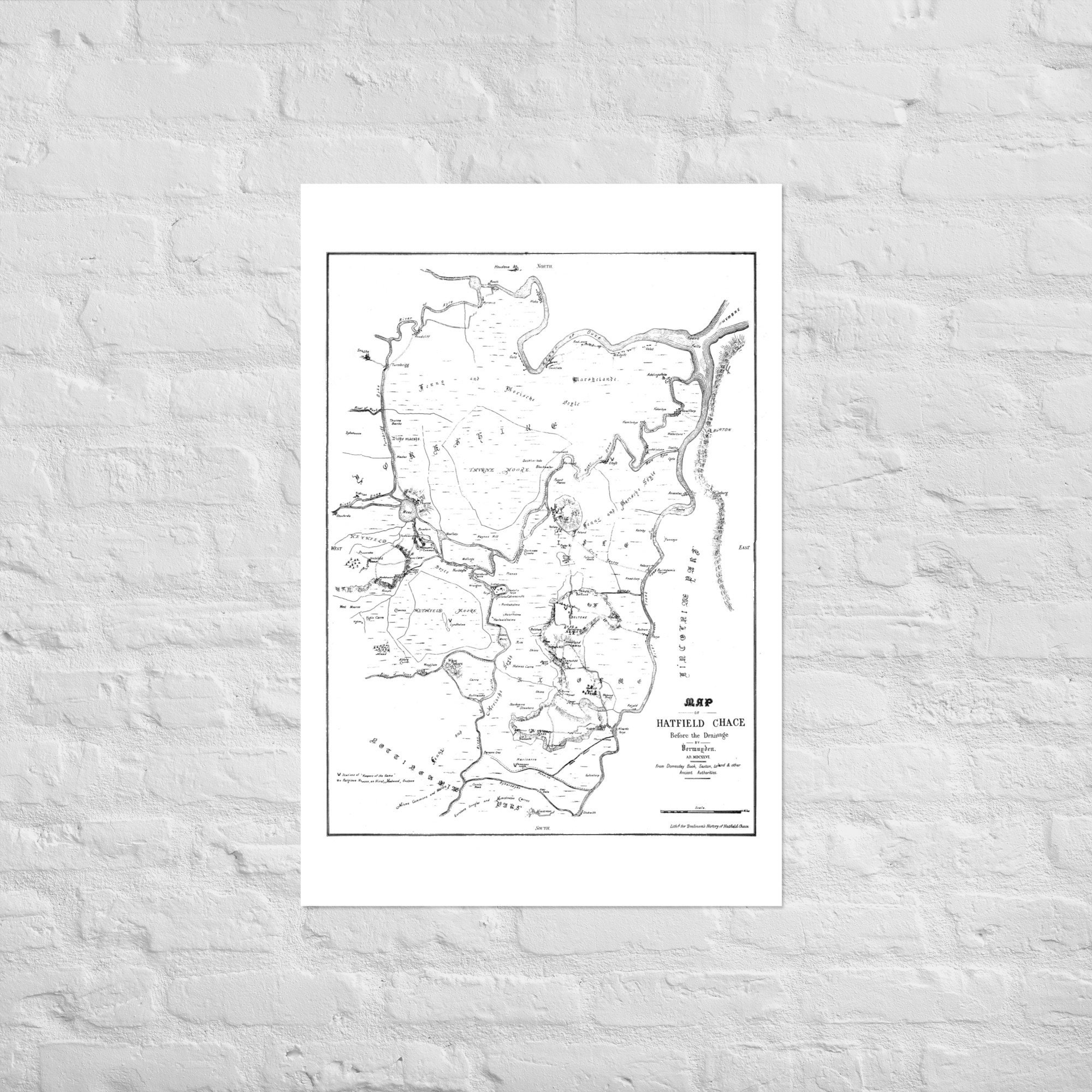 Historical Map of Hatfield Chase and the Isle of Axholme 1626 by ...