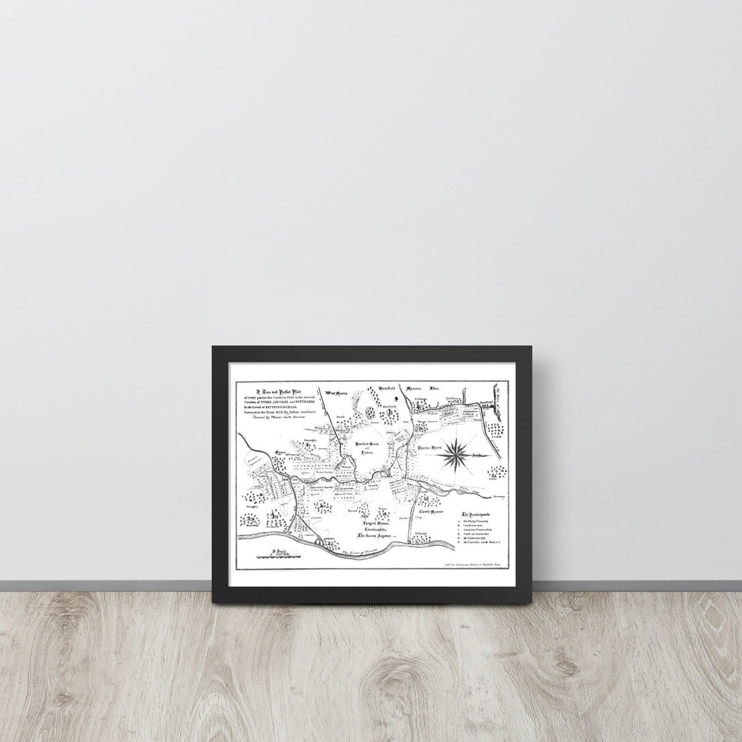 Framed Historical Map of Hatfield Chase, the Isle of Axholme and ...