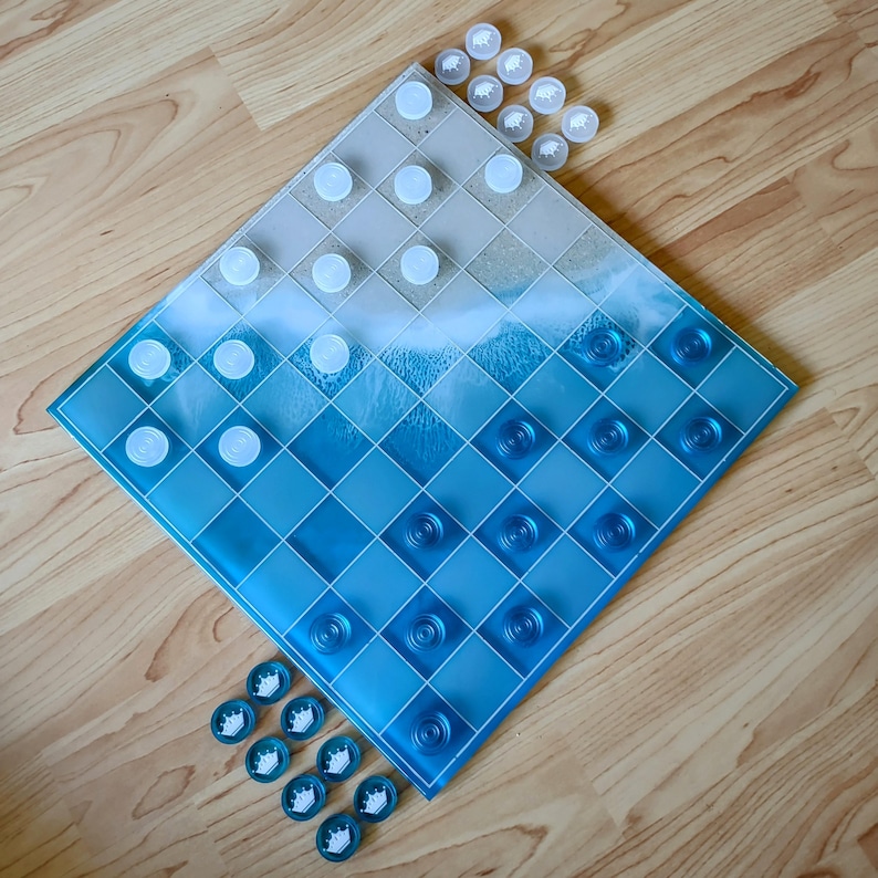 12-inch Beach Resin Chess & Checkers Set – Handmade Ocean Board - Etsy