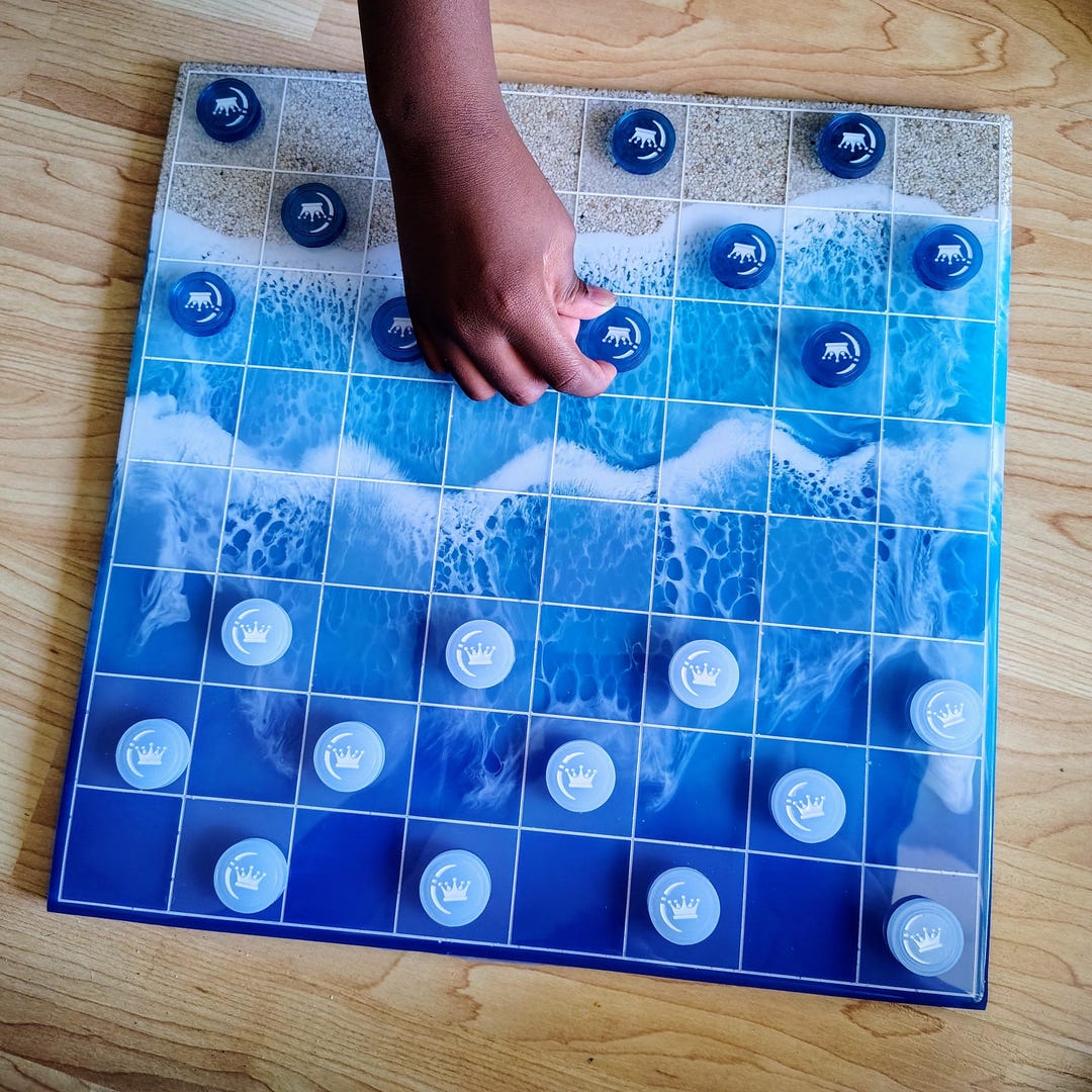 15-inch Beach Resin Chess & Checkers Set – Handmade Ocean Board - Etsy