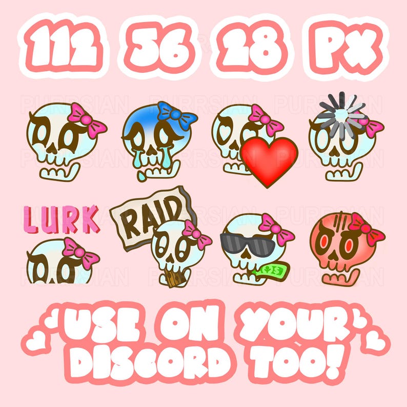 Twitch Emote Pack (10) Cute Skulls Halloween Kawaii Chibi - Etsy