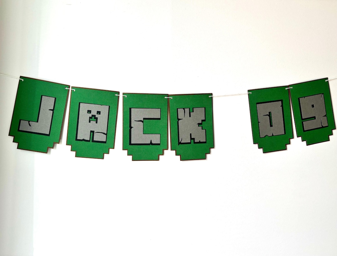 Custom Minecraft Birthday Banner, Minecraft Birthday Bunting, Gamer ...