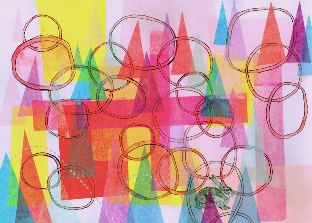 Down the Rabbit Hole, Art Print, Rabbit, Rabbits, Abstract Art Print ...