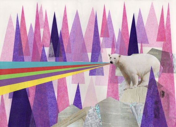 Paper Bear Multimedia Animal Art Mixed Media & Collage etna.com.pe