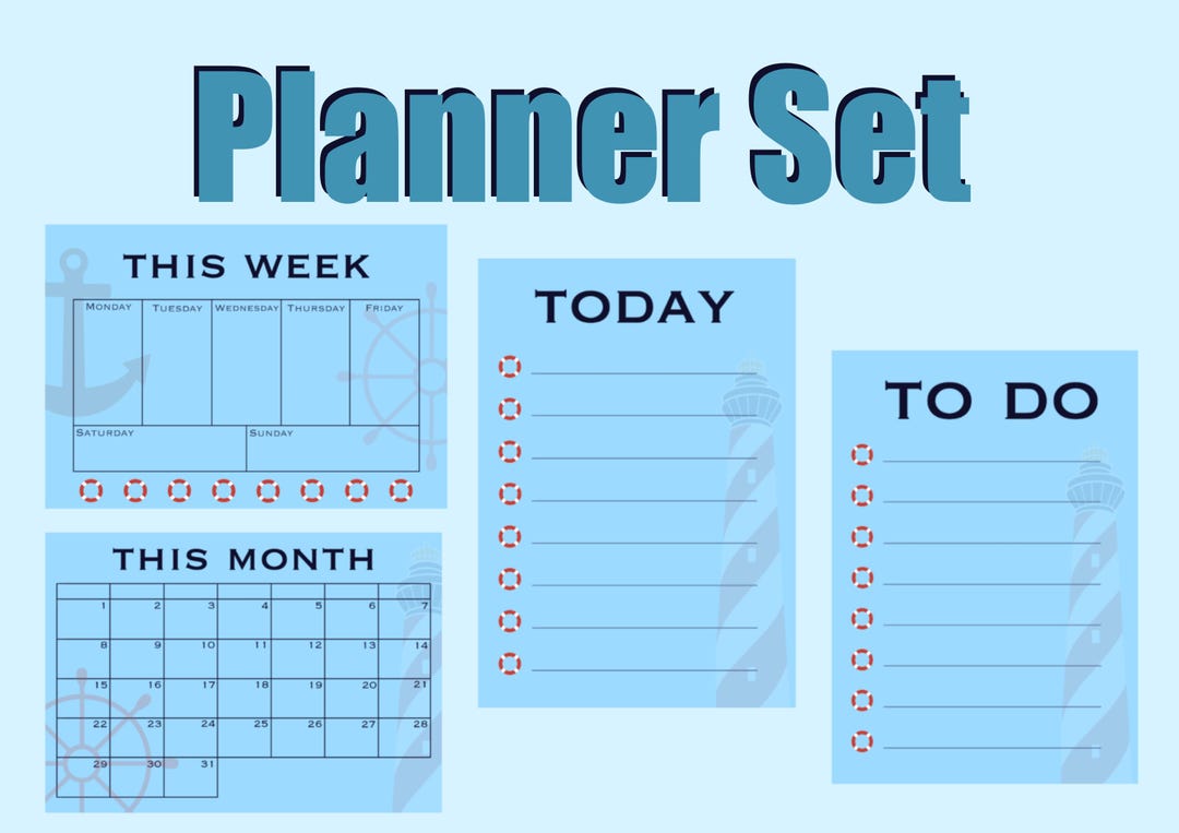 Nautical Themed Printable Planner Set- Monthly, Weekly, Daily and a to ...
