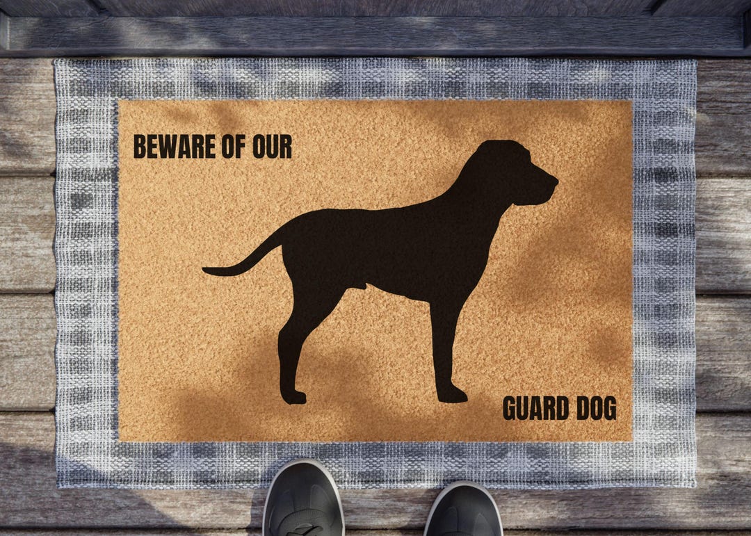 Beware of Our Guard Dog Sign Doormat, Beware of Dog Doormat Rug ...