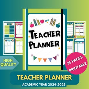 Teacher Planner 2024-2025 Printable 35 Pages High Quality Colorful ...