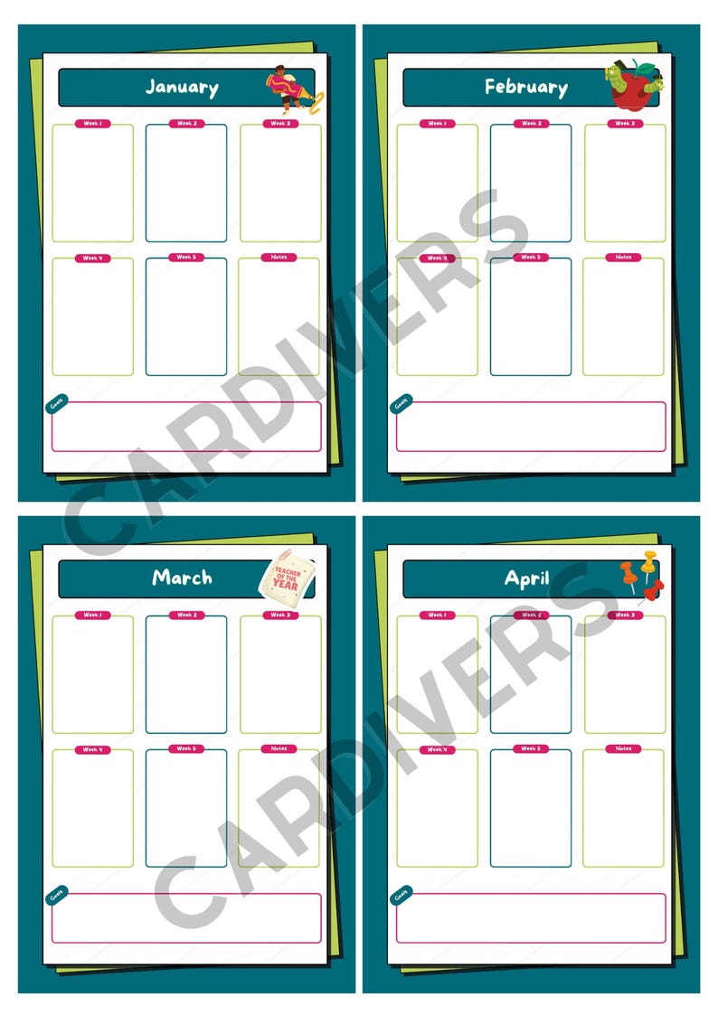 Teacher Planner 2024-2025 Printable 35 Pages High Quality Colorful ...