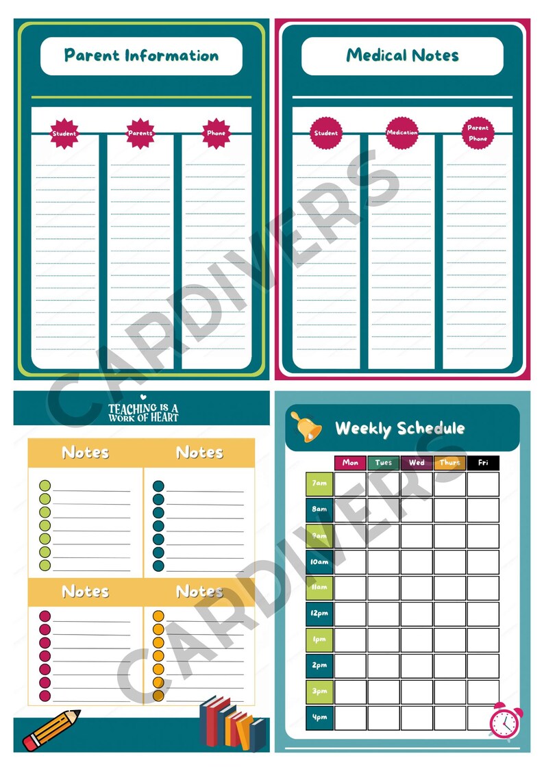 Teacher Planner 2024-2025 Printable 35 Pages High Quality Colorful ...