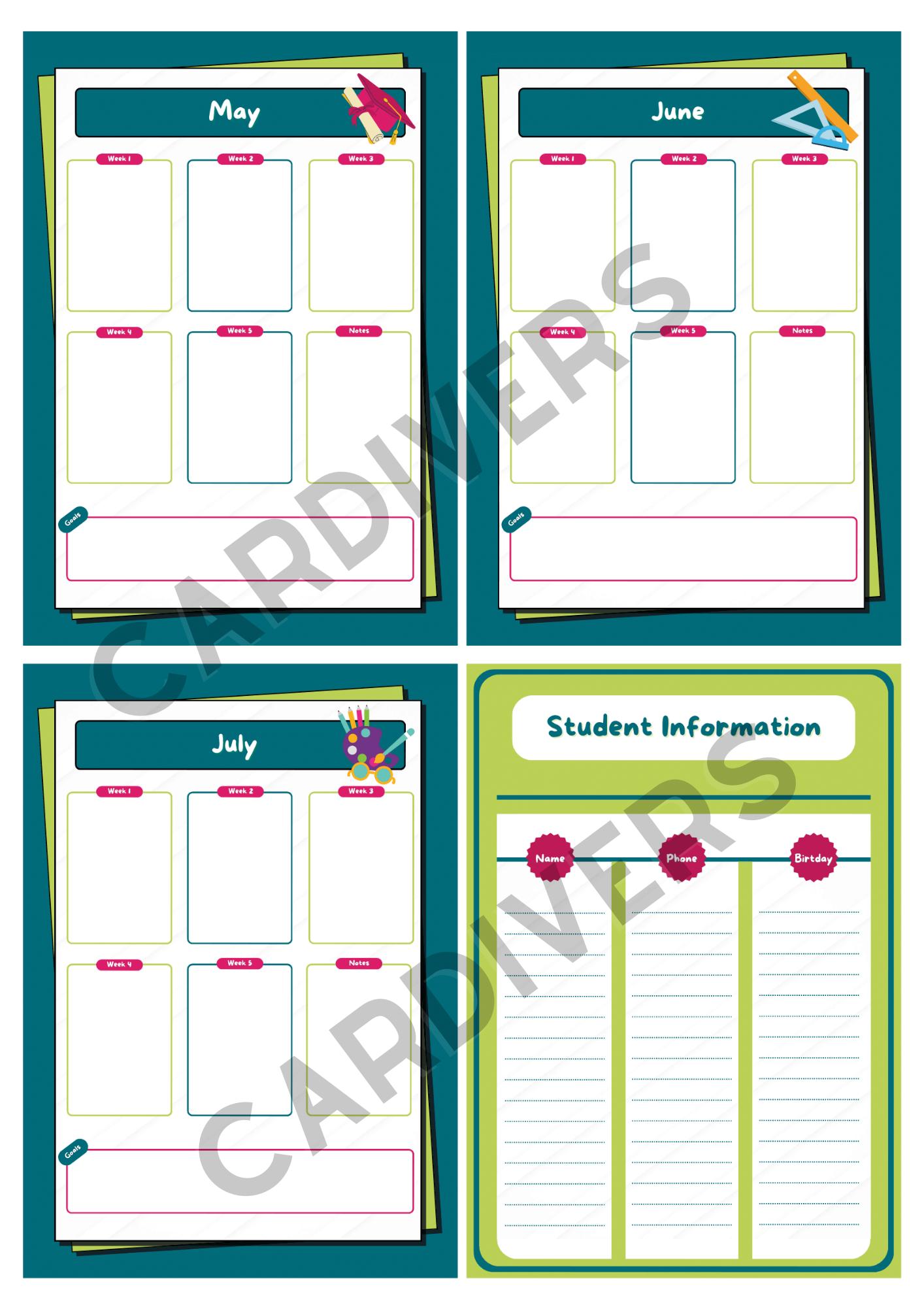 Teacher Planner 2024-2025 Printable 35 Pages High Quality Colorful ...