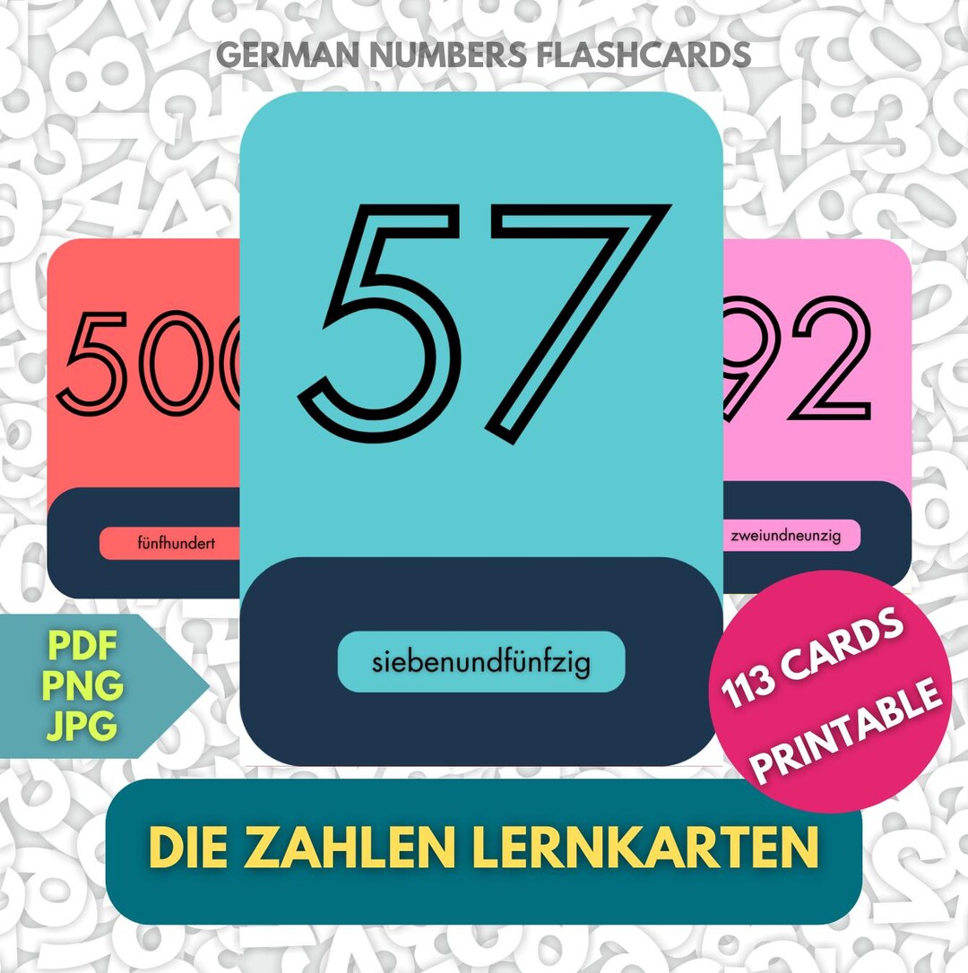 Die Zahlen numbers GERMAN Printable Flashcards I Colourful I HIGH ...