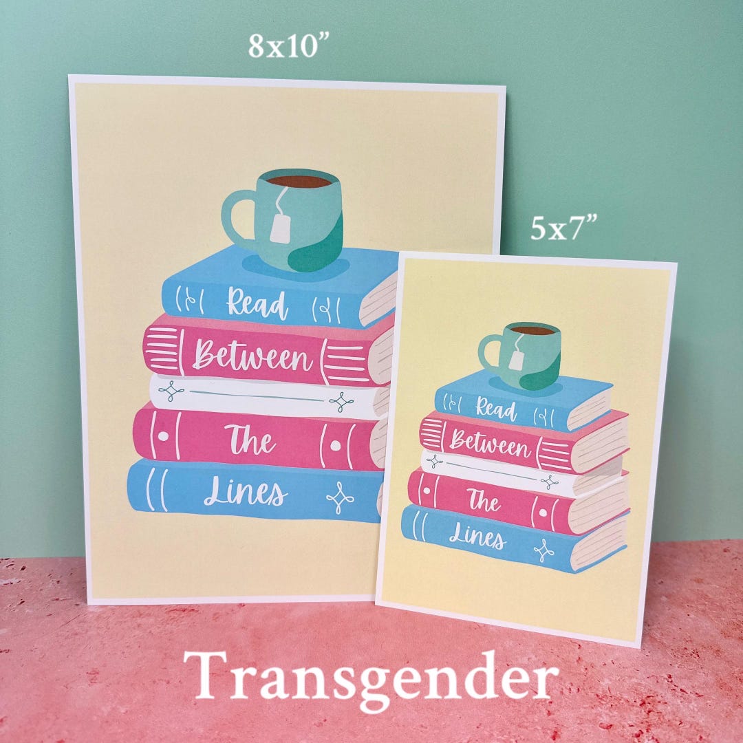 Blue, Pink, White Book Stack Art Print, Decor for Book Lovers, Colorful Literary Wall Art ...