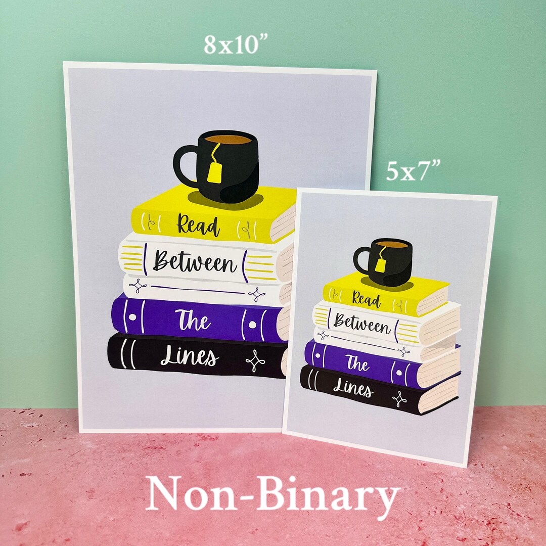 Black, Yellow, White, Purple Book Stack Art Print, Decor for Book ...