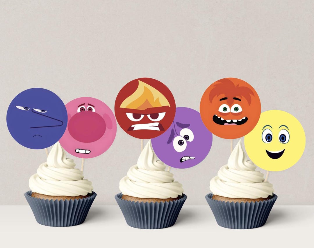 Inside Out Cupcake Toppers Birthday Decorations Editables and ...