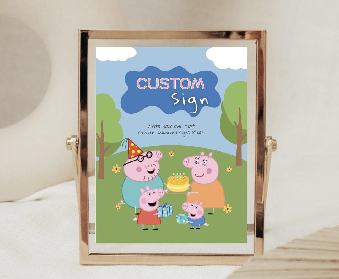 Peppa Pig Birthday Custom Sign Birthday Decorations Editable and ...