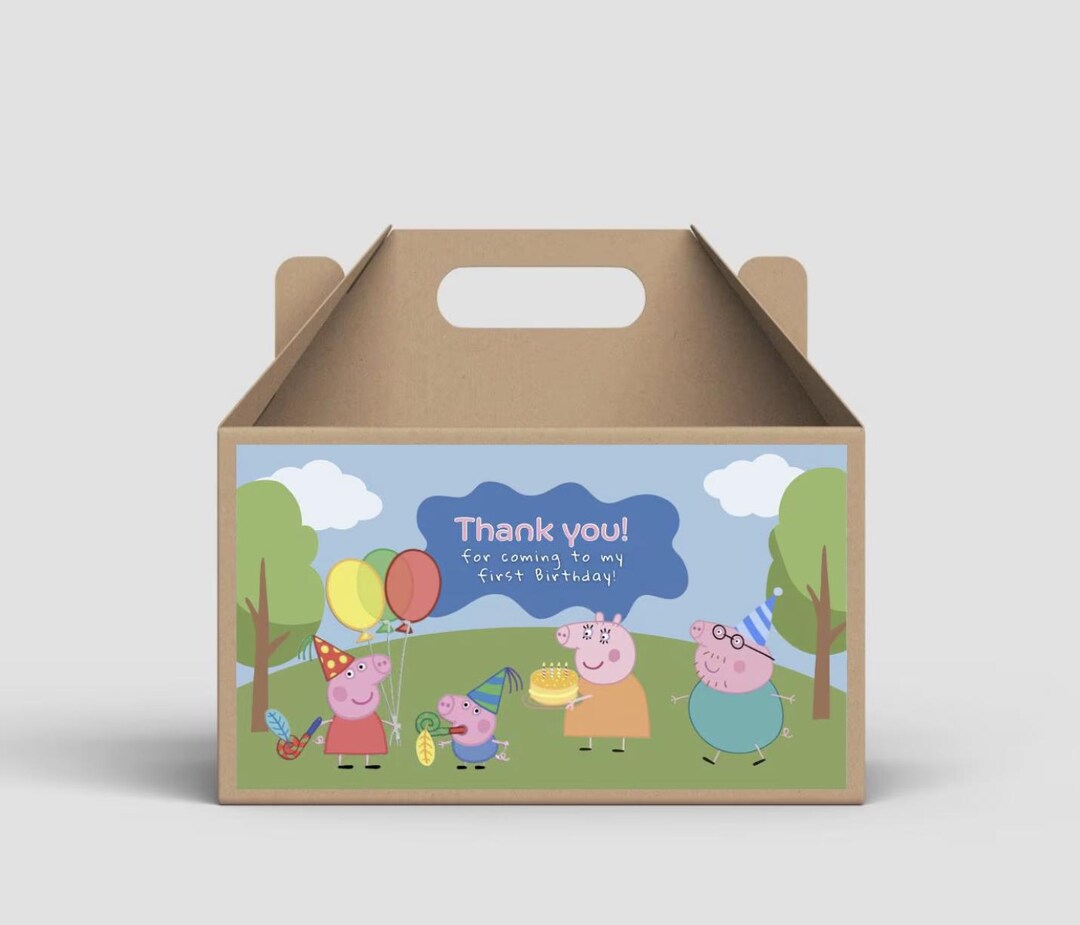 Pink Pig Gift Box Tags Template Birthday Decorations Editables and ...