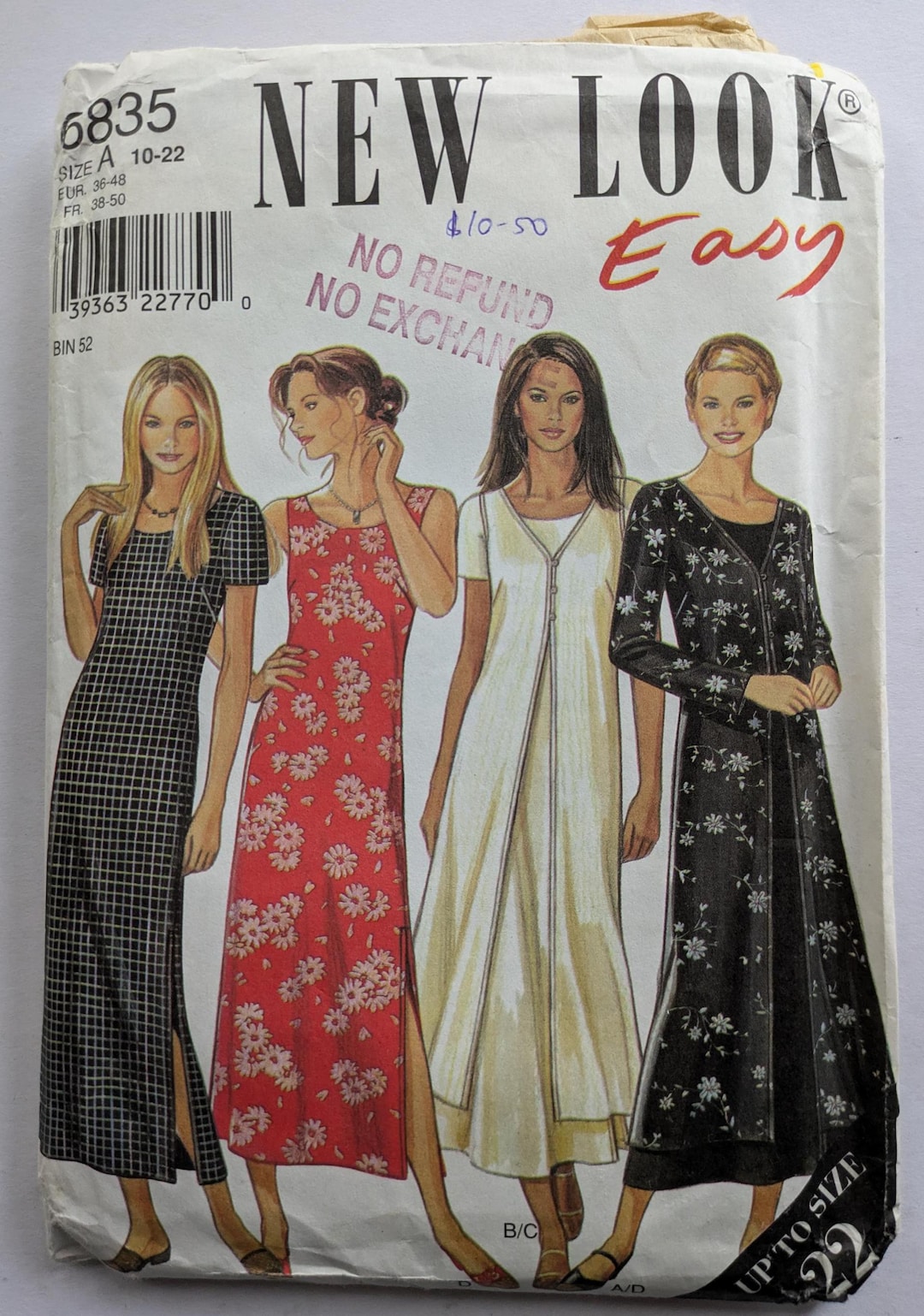 New Look 6835 Sewing Pattern Ladies Long Length Dress & Coat Sizes 10. ...