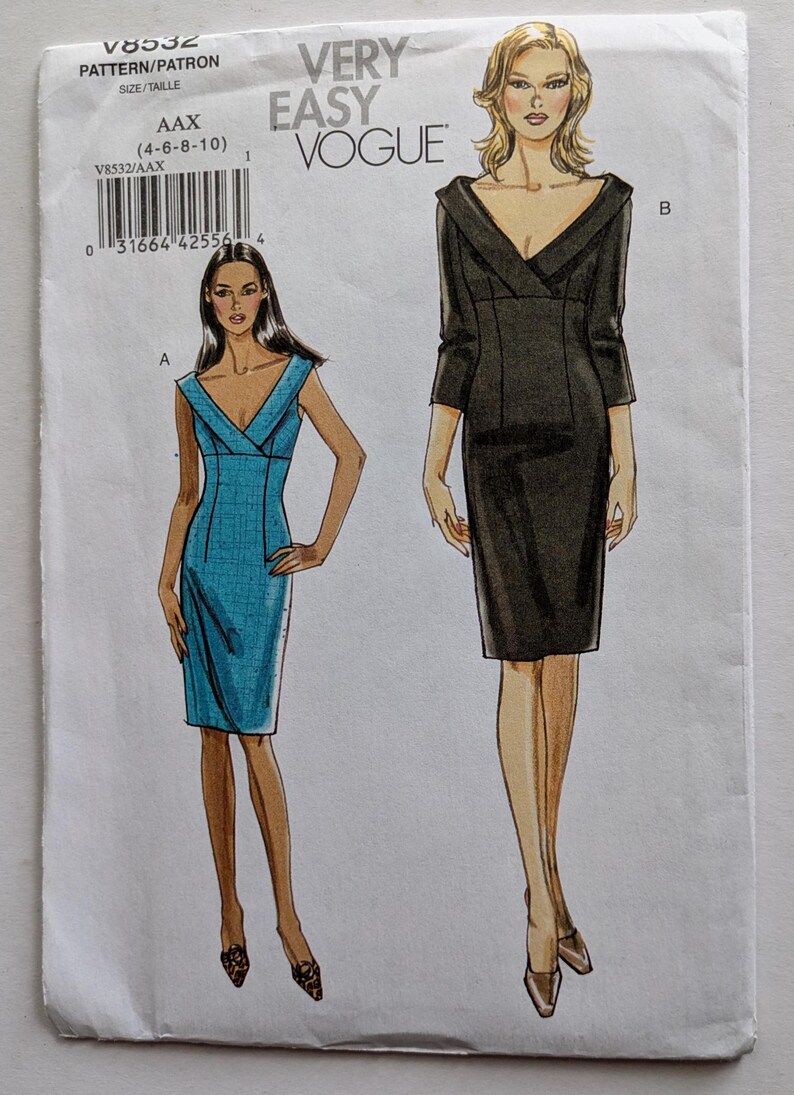 Vogue Sewing Pattern V8532 Very Easy Dresses V Neck Empire Waist Sizes ...