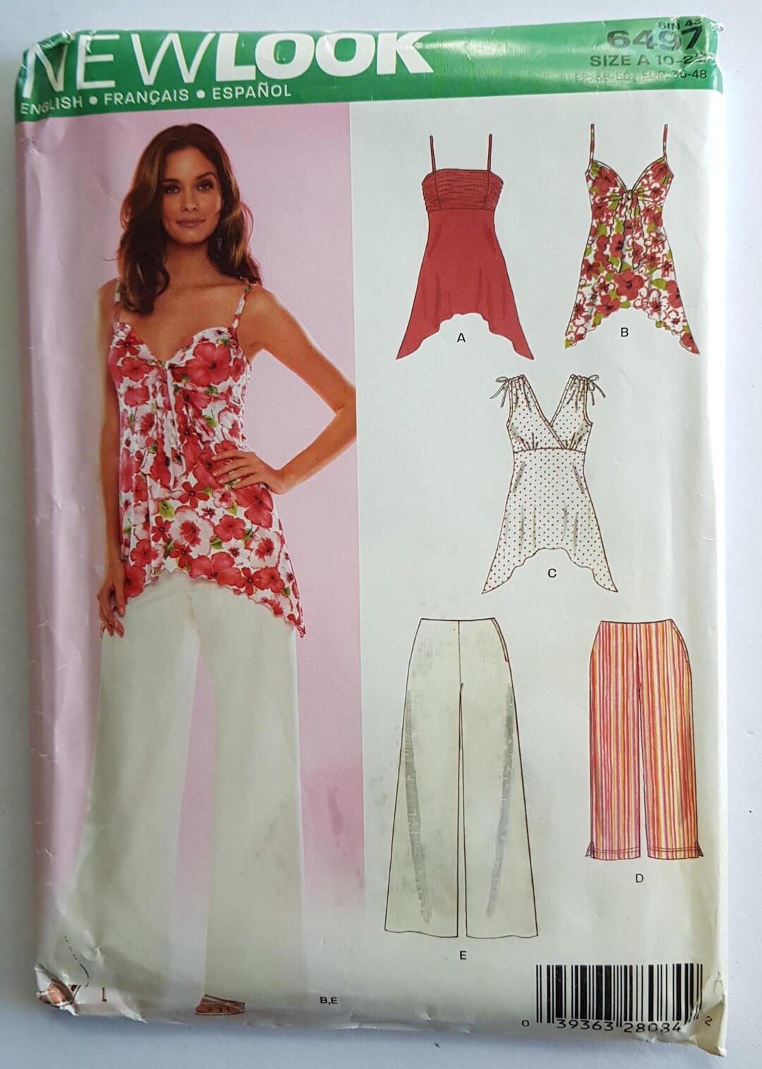 New Look Sewing Pattern 6497 Womens Empire Scoop Hem Tops Flared Pants ...