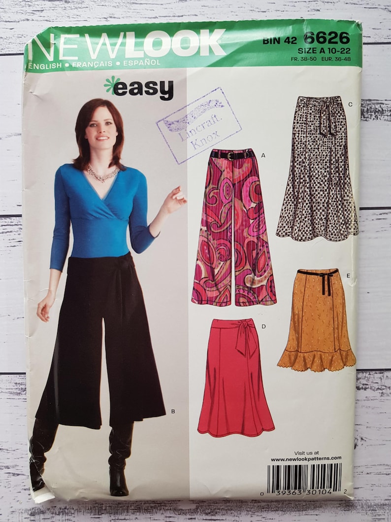 New Look 6626 Sewing Pattern Skirt Culottes Pants Pattern 5 Styles Size ...