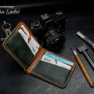 Personalized Two-tone Leather Bifold Wallet Handmade Full Grain Leather ...