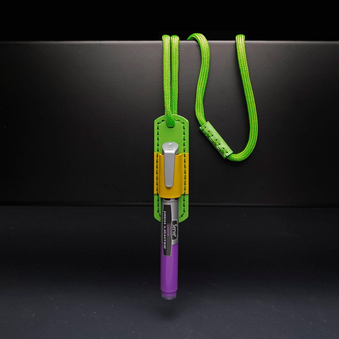 Go Bold With Green and Yellow: Leather Necklace Pen Holder - Etsy
