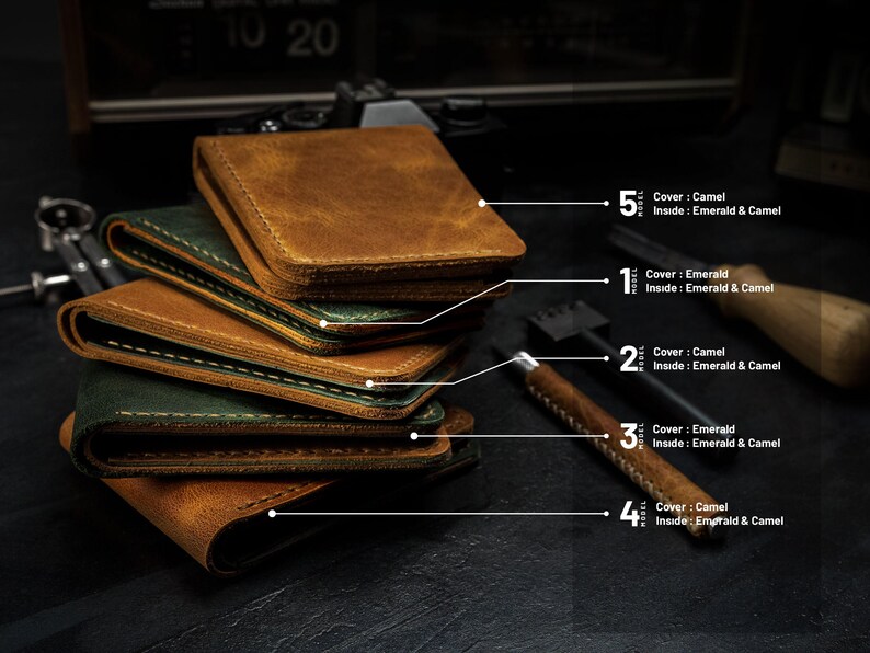 Personalized Two-tone Leather Bifold Wallet Handmade Full Grain Leather ...