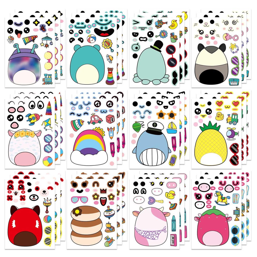 36 Sheets Make a Cartoon Face Stickers for Kids Toddlers With 12 Styles ...