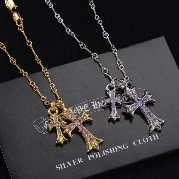 Chrome Heart Cross Necklace - Etsy