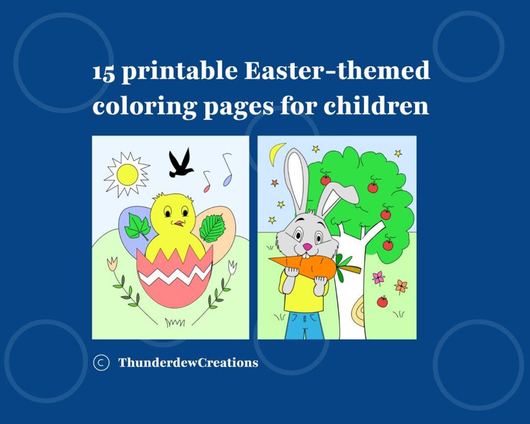 15 Printable PDF Easter Themed Coloring Pages for Children (hand Made ...