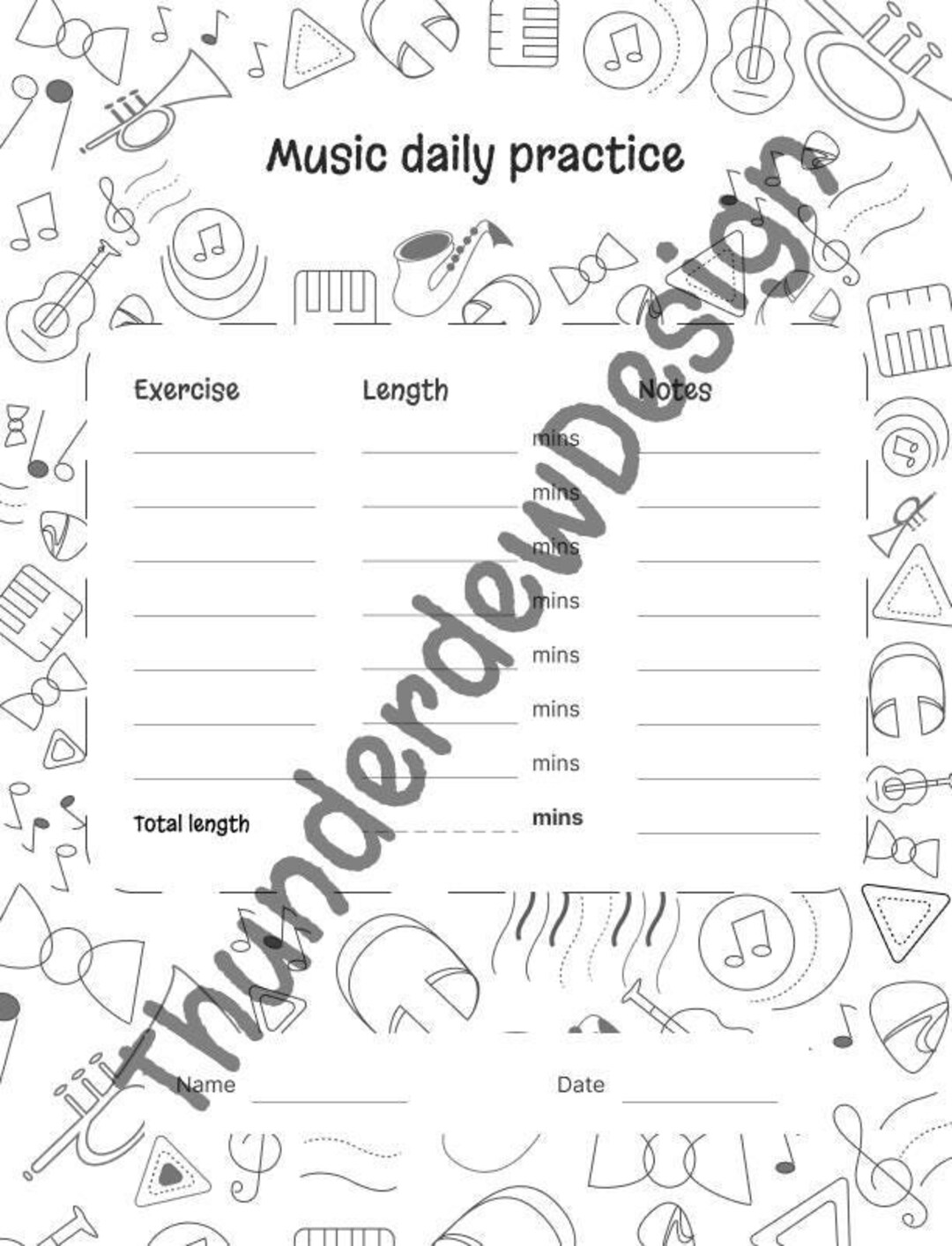 7 Daily Music Practice Trackers Made for Colouring With Bonus Weekly ...