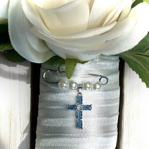 Something Blue Bridal Bouquet Charm, Pin Easily Attaches to Bridal ...