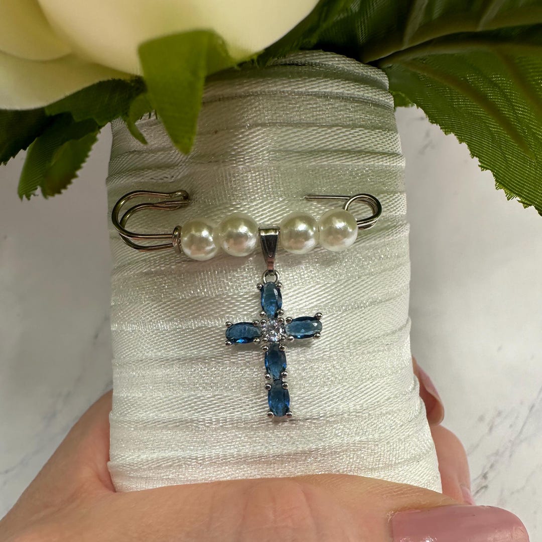 Something Blue Bridal Bouquet Charm, Pin Easily Attaches to Bridal ...