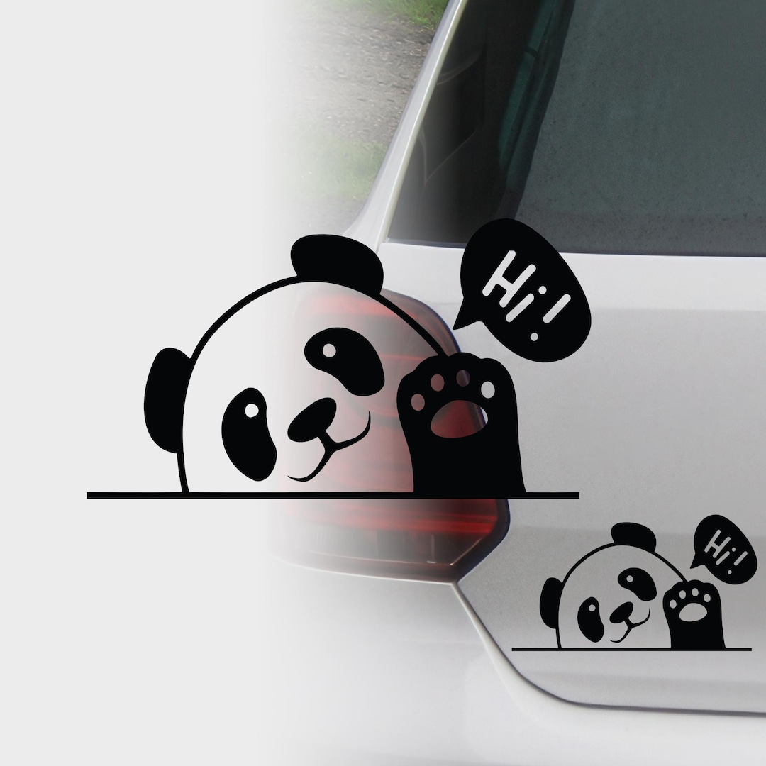 Waterproof Waving Panda Car Decal - Bumper Sticker for Windows ...