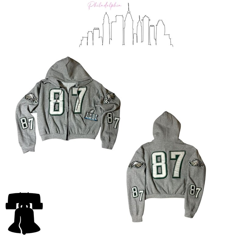 Philly Inspired Zip up Hoodie, Handmade Sports Hoodie - Etsy