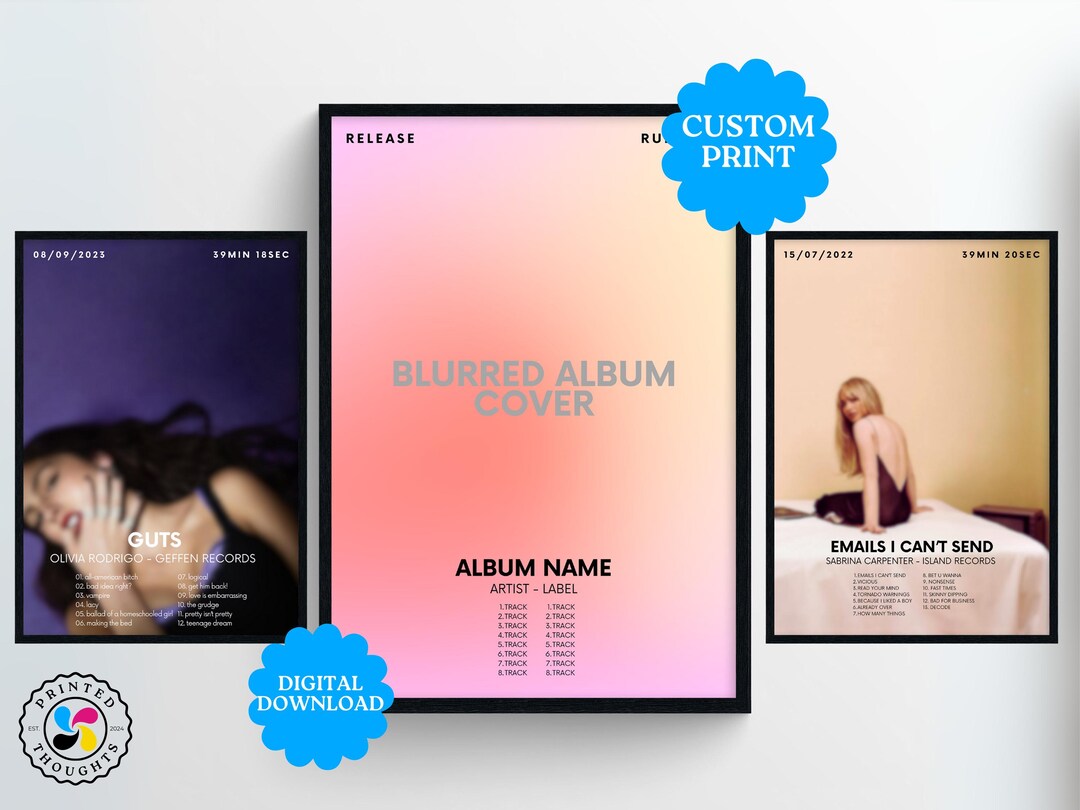 Custom Album Song Music Poster | Personalised Gift for Music Lovers ...