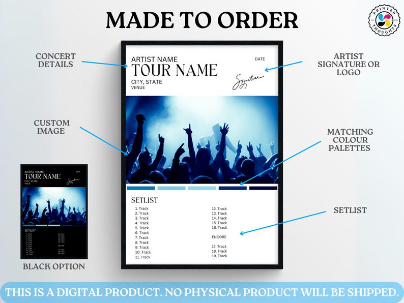 Custom Concert Poster | Personalised Tour Print | Music Lover Keepsake ...