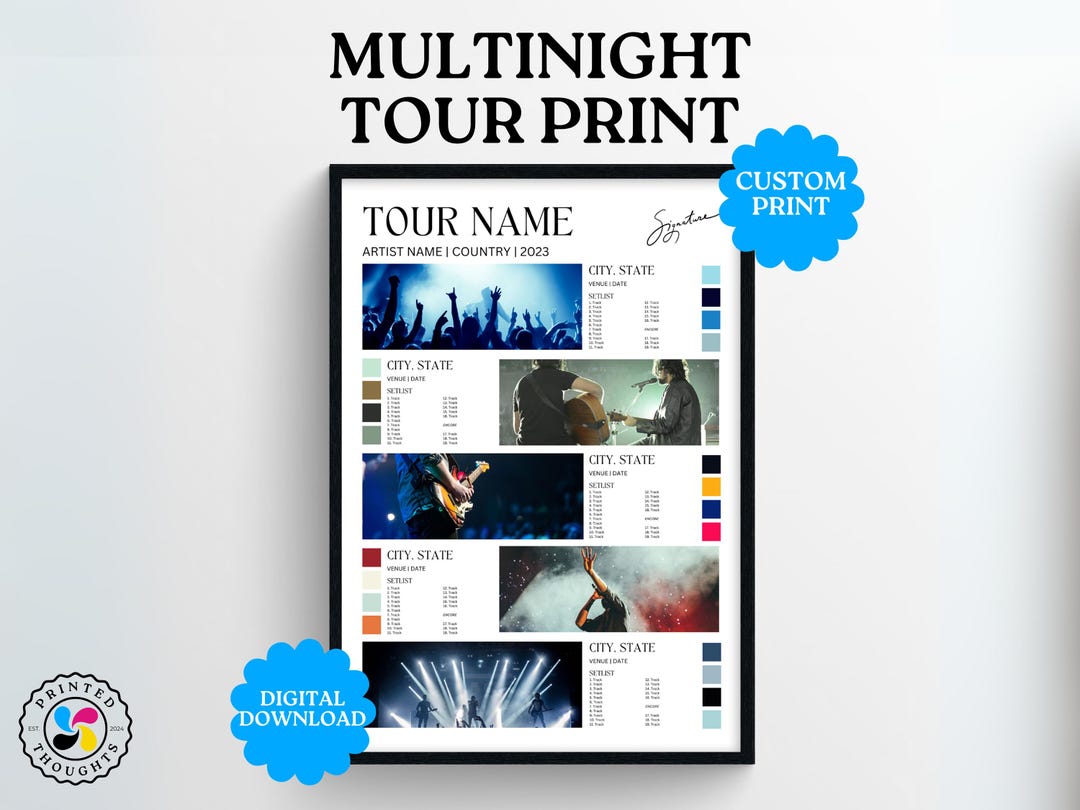 Multiple Night Concert Tour Poster | Keepsake Memory Gift Print ...