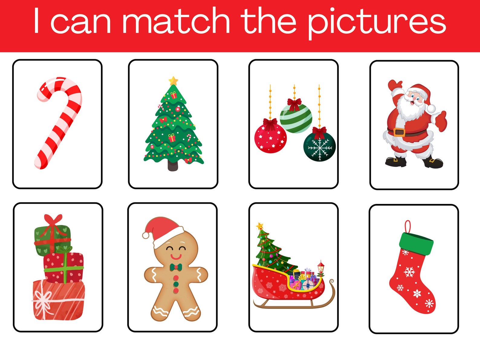 PRINTABLE Christmas Matching Activity Educational Resources for EYFS ...
