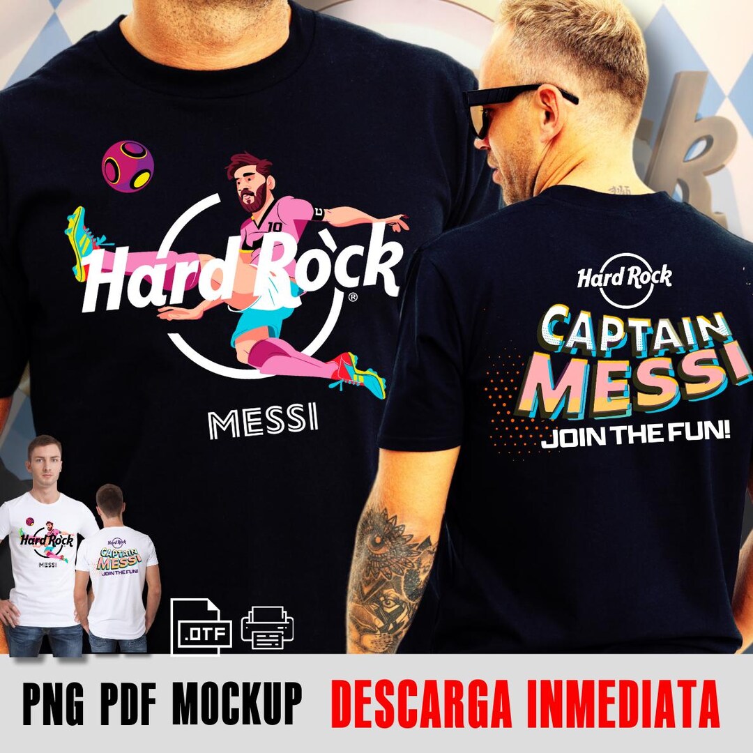 Messi Captain Hard Rock Design T Shirt PNG, DTF Print Messi Captain ...