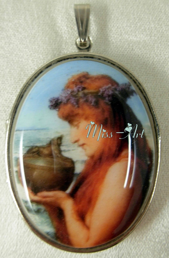 PANDORA S BOX Renaissance Art Porcelain Cameo Vintage Locket New Silvertone Necklace Rope Chain Miss art Sparklingtreasures2u Etsy