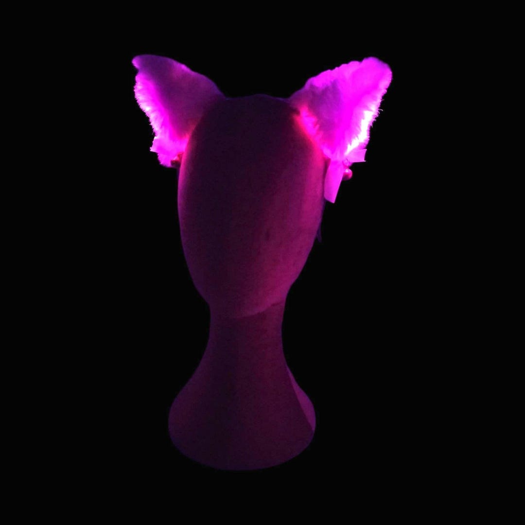 LED Light-up Cat Ears Purple Cat Ears LED Lights Batteries Included ...