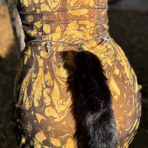 Metal Chain Belt Clip on Cat Tail Adorable Kitten Charms Black Faux Fur ...