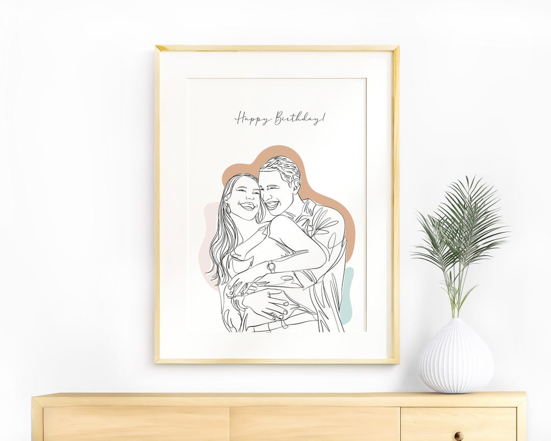 Couple Portrait From Photo, Custom Couple Line Art, Personalized ...