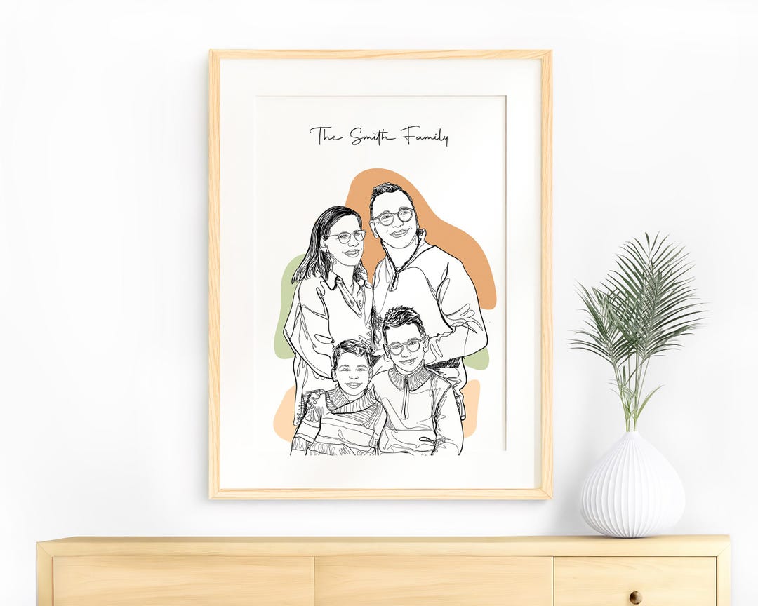 Custom One Line Family Portrait: Personalized Drawing, Gift for ...