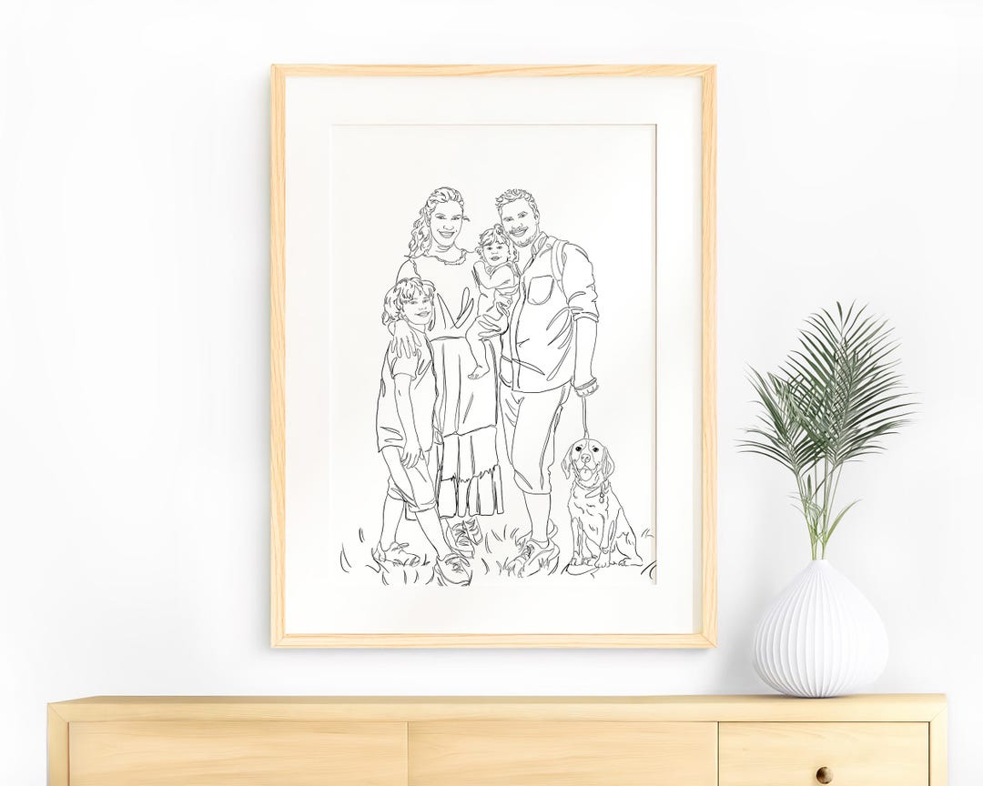 Custom Family Drawing, Family Portrait, Gift for Parents, Personalized ...