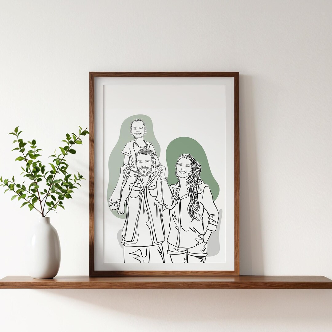 Custom Family Line Art Portrait, Personalized Christmas Gift for ...