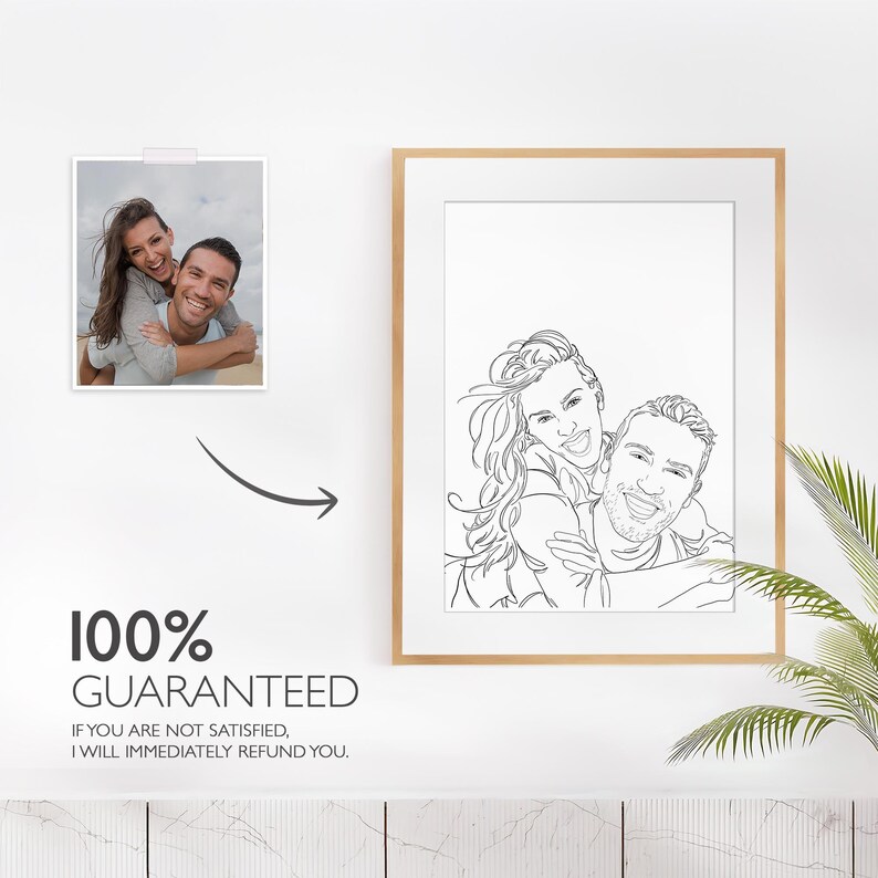 Custom Line Portrait From Photo, Personalized Best Friend Gift (digital ...
